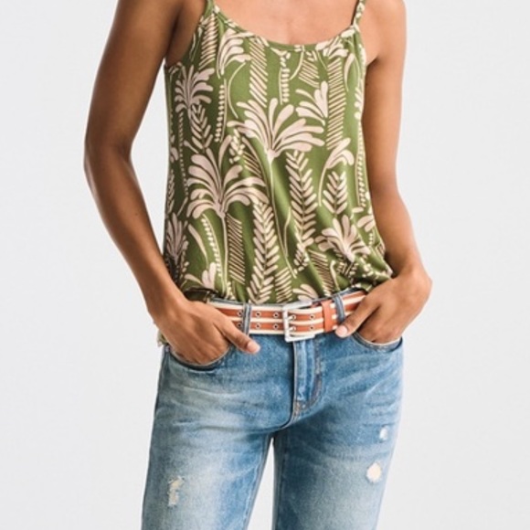 CAbi | Tops | Balcony Cami Cabi Tank Top Palm Print | Poshmark